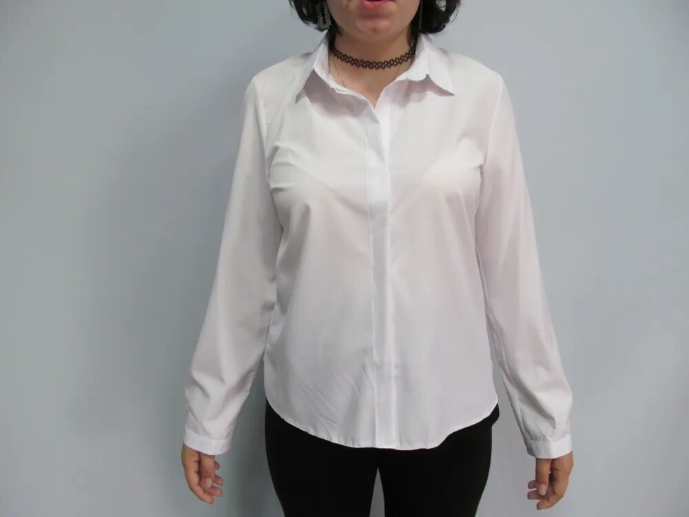 Блуза Классическая, не приталенная блуза для девушки, застежка скрыта