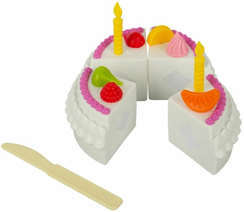 Игровой набор "Торт" на липучках, сюжетно-ролевая игра Юный повар, 20 элементов и игрушечный ножик