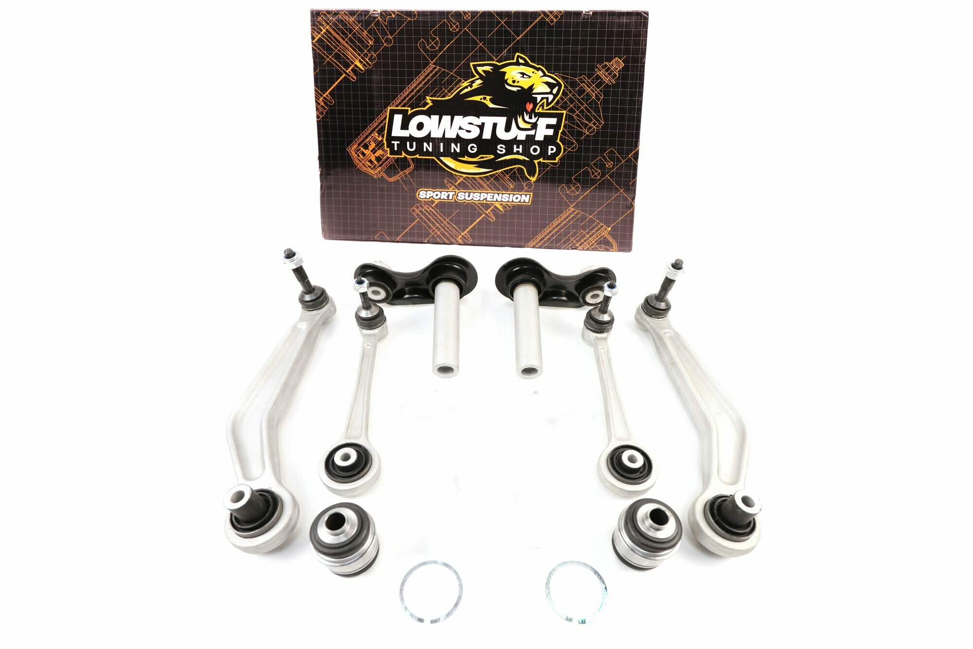BMW E39 Комплект рычагов задней подвески 8дет с интегральными рычагами без стоек стабилизатора LOWSTUF 53BM0012-8