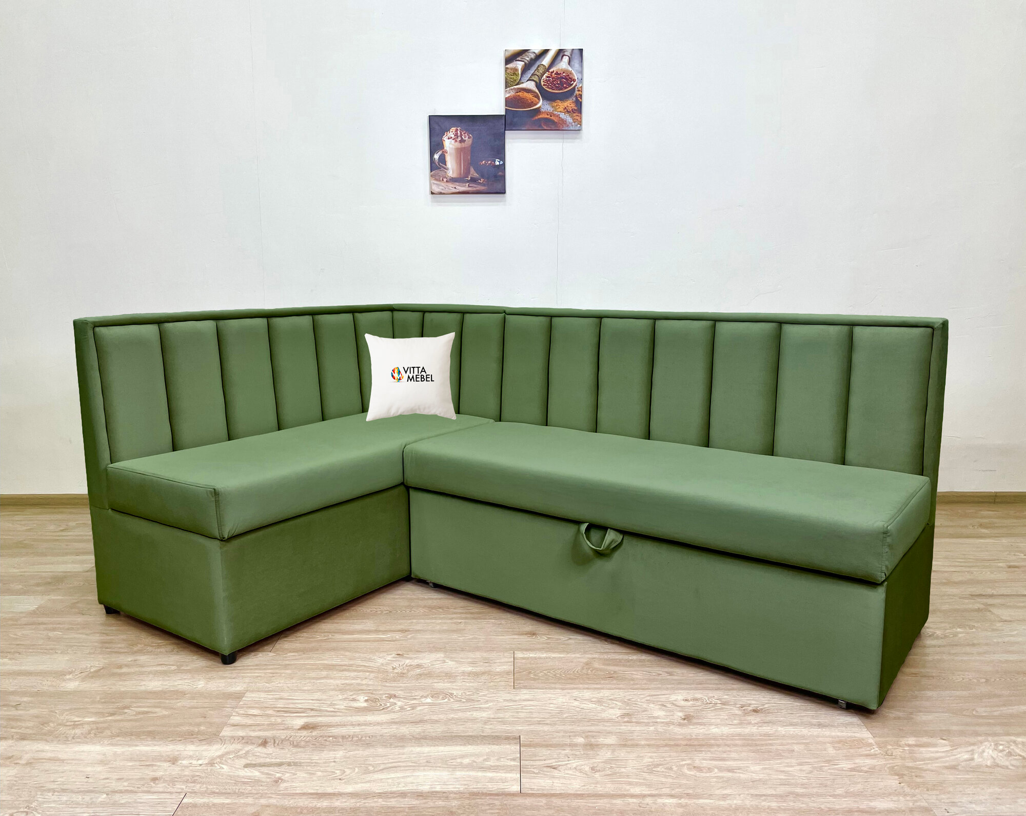 Кухонный уголок Santorini угол левый, светло-зеленый