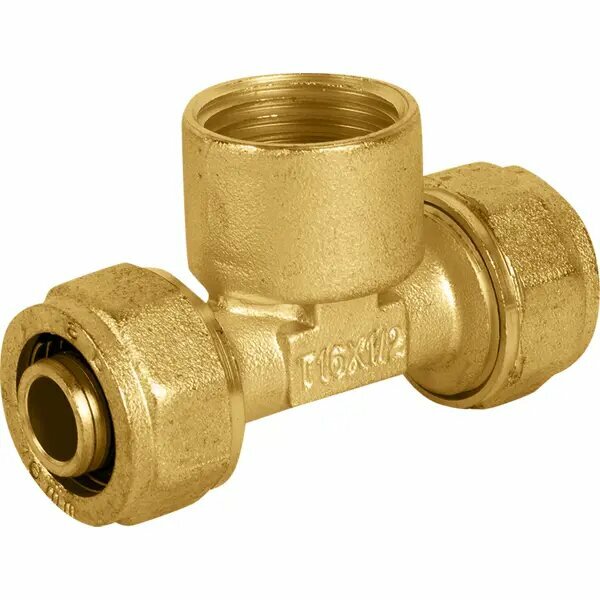 Тройник комбинированный Aquabeam 16x1/2"x16 мм ВР латунь ABO.332. Y.160416