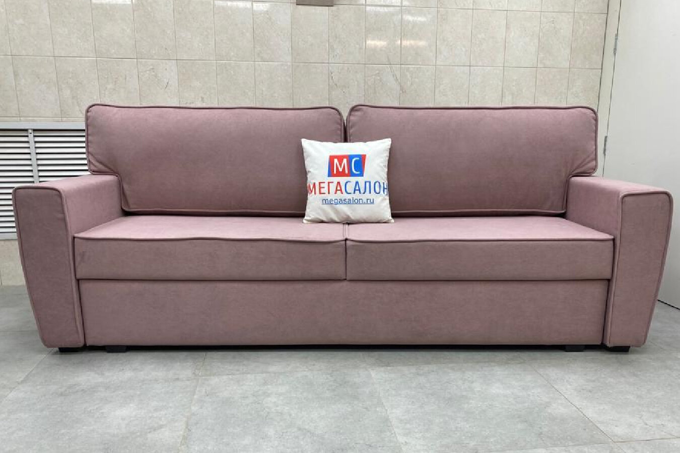 Прямой диван Оскар Эконом РС 12 Велюр, еврокнижка, 237х105х91 см, с ящиком для белья