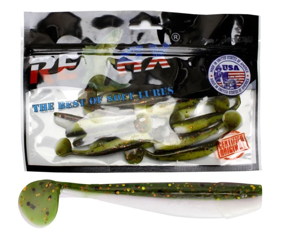 Мягкая силиконовая приманка риппер RELAX KINGSHAD LAMINAT 3, 7,5cm 4,5g цвет L103 (White, Green Shad-orange, Black Glitter) 1 уп. по 15 шт.