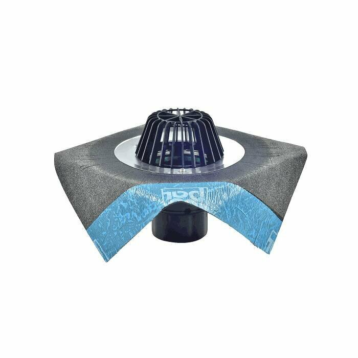 Воронка кровельная HL62H с вертикальным выпуском PP Дн 110 с листвоуловителем, теплоизоляцией, гидроизоляционным полимербитумным полотном 500мм HL HL62H/1