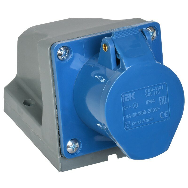 Розетка стационарная ССИ-113 2P+PE 16А 200-250В IP44 IEK, цена за 1 шт
