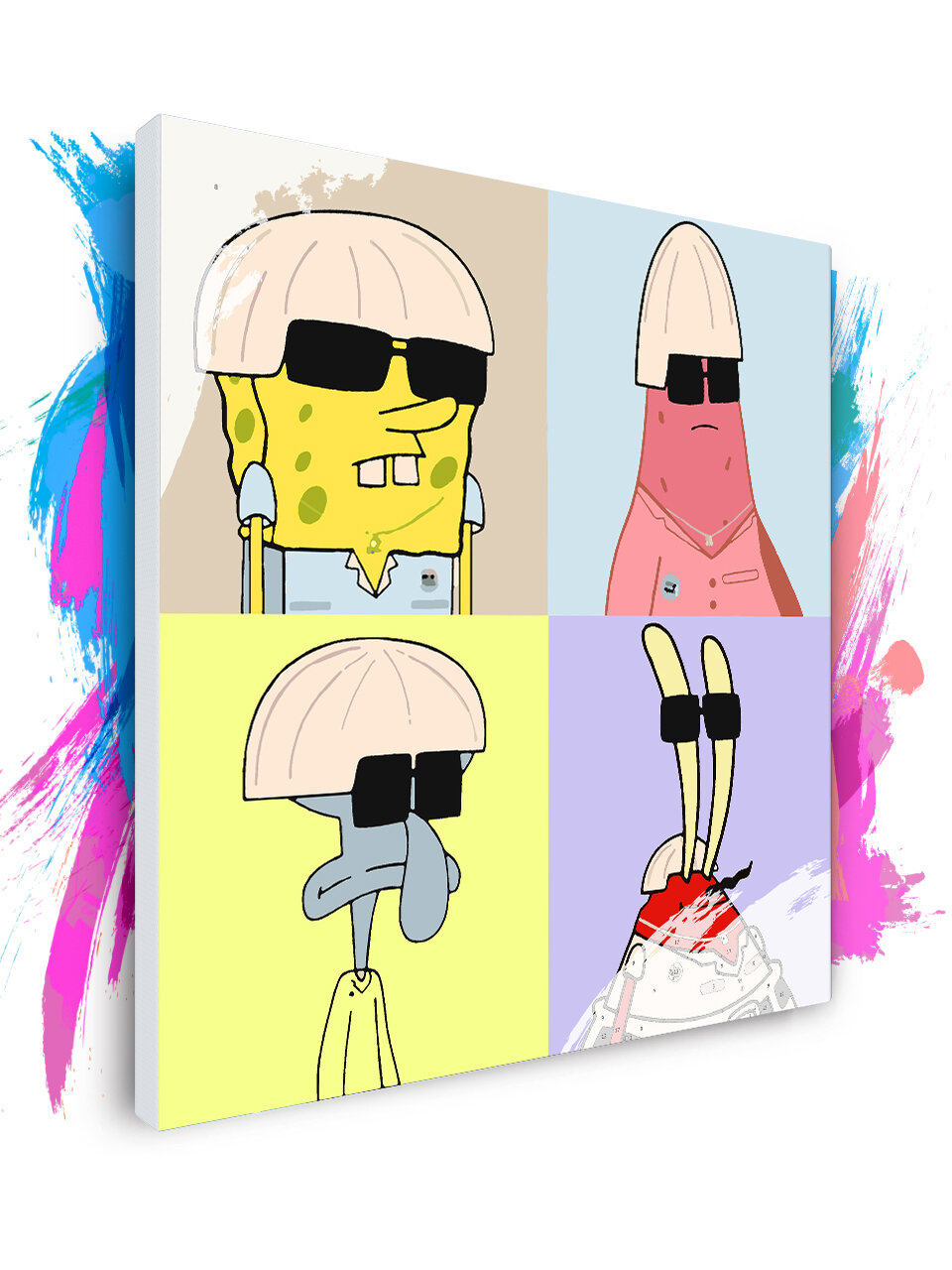 Картина по номерам на холсте Губка Боб коллаж, 40 х 40 см