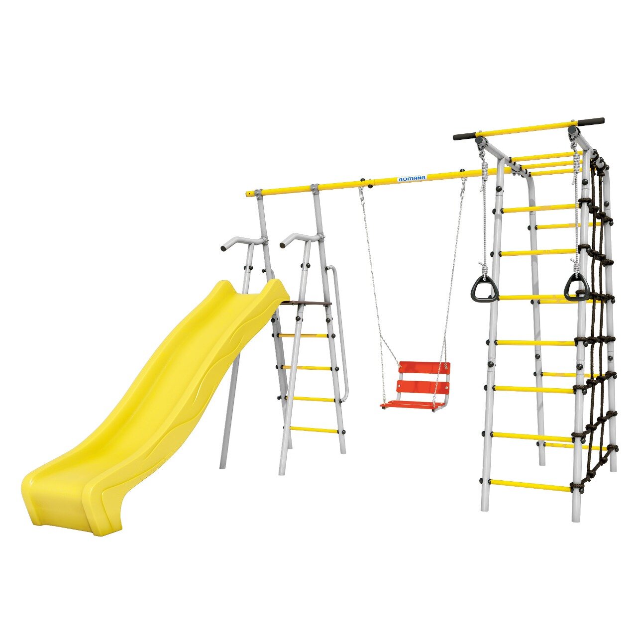 Спортивно-игровой комплекс Romana "Богатырь MAX" качели цепные, металл 103.07.07, серый/желтый