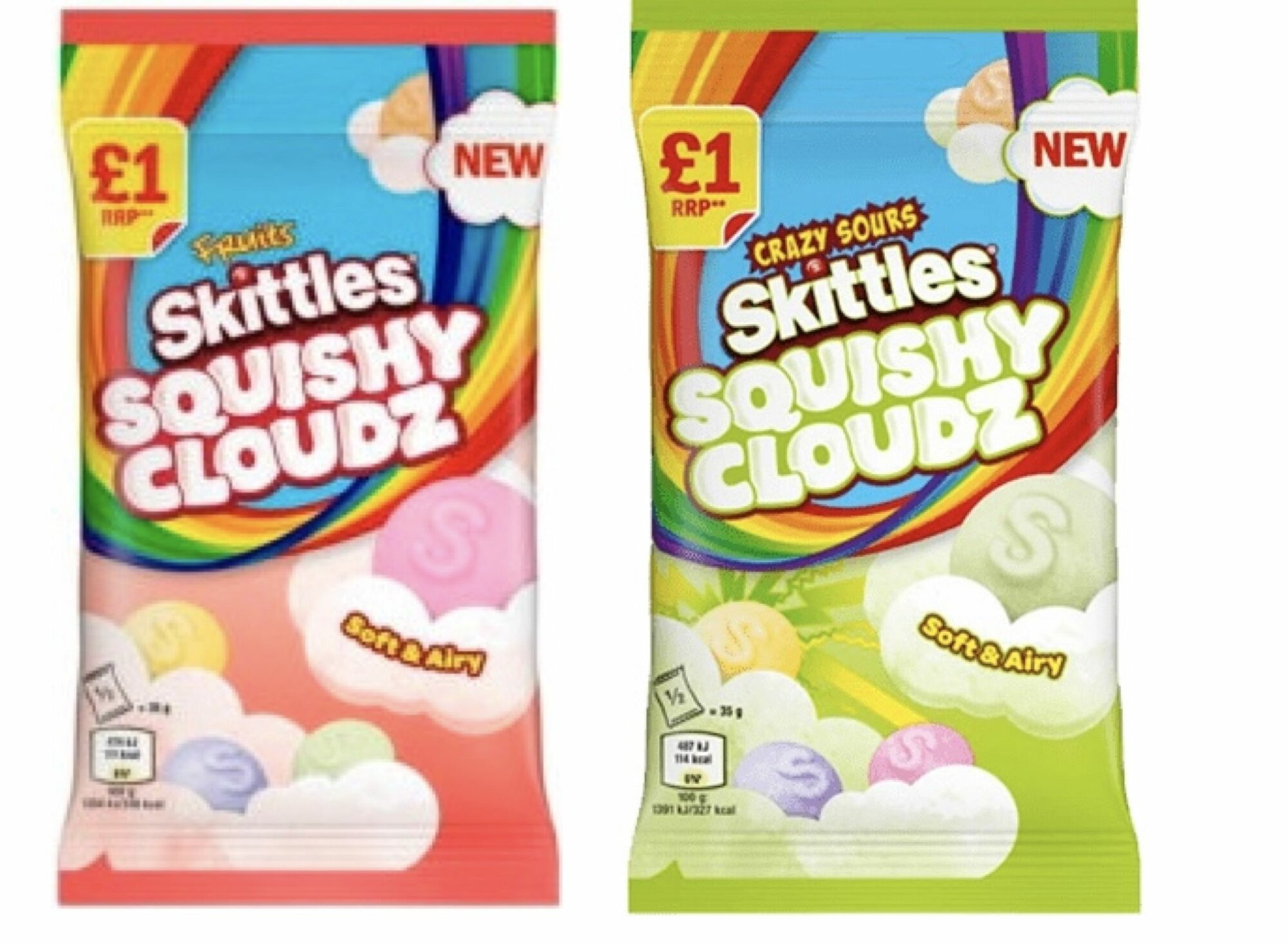 Конфеты Skittles squishy cloudz soft&airy 2 шт
