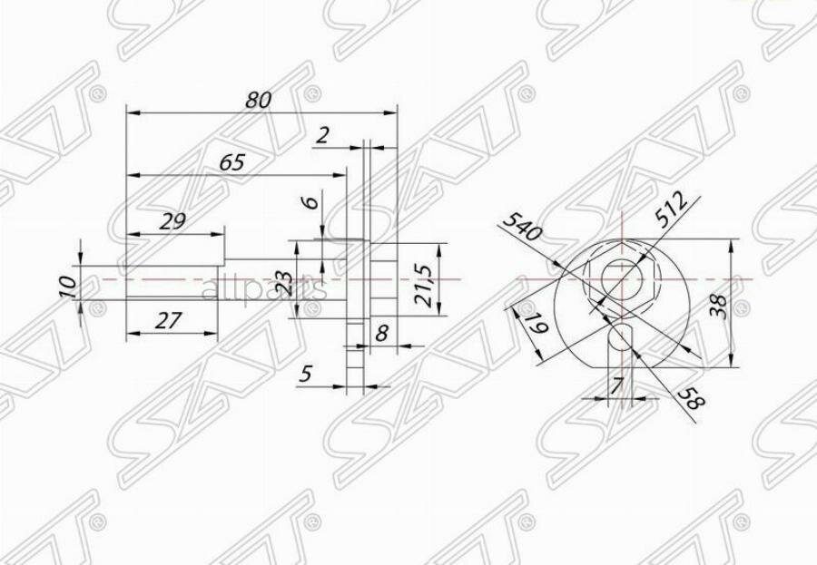 SAT ST-48190-22030 Эксцентрик RR рычага TOYOTA CELSIOR/CHASER/CRESTA/CROWN/MAJESTA/MARK2/LEXUS LS400 (болт) 92-