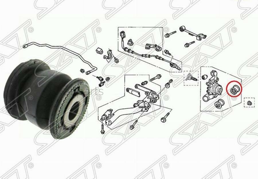 SAT ST-52366-S5A-024 Сайлентблок цапфы Honda Civic 00-06 / Civic Ferio 00-05