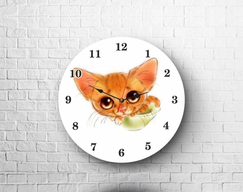 Часы настенные MIGOM круглые 20 см. "Котики" - 03