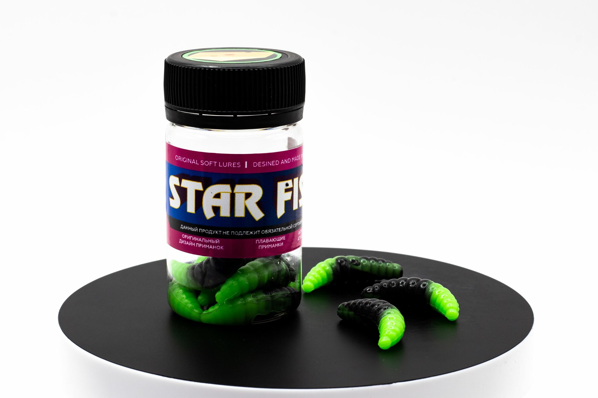 Форелевая силиконовая приманка Maggot 1.3. черно-зеленый