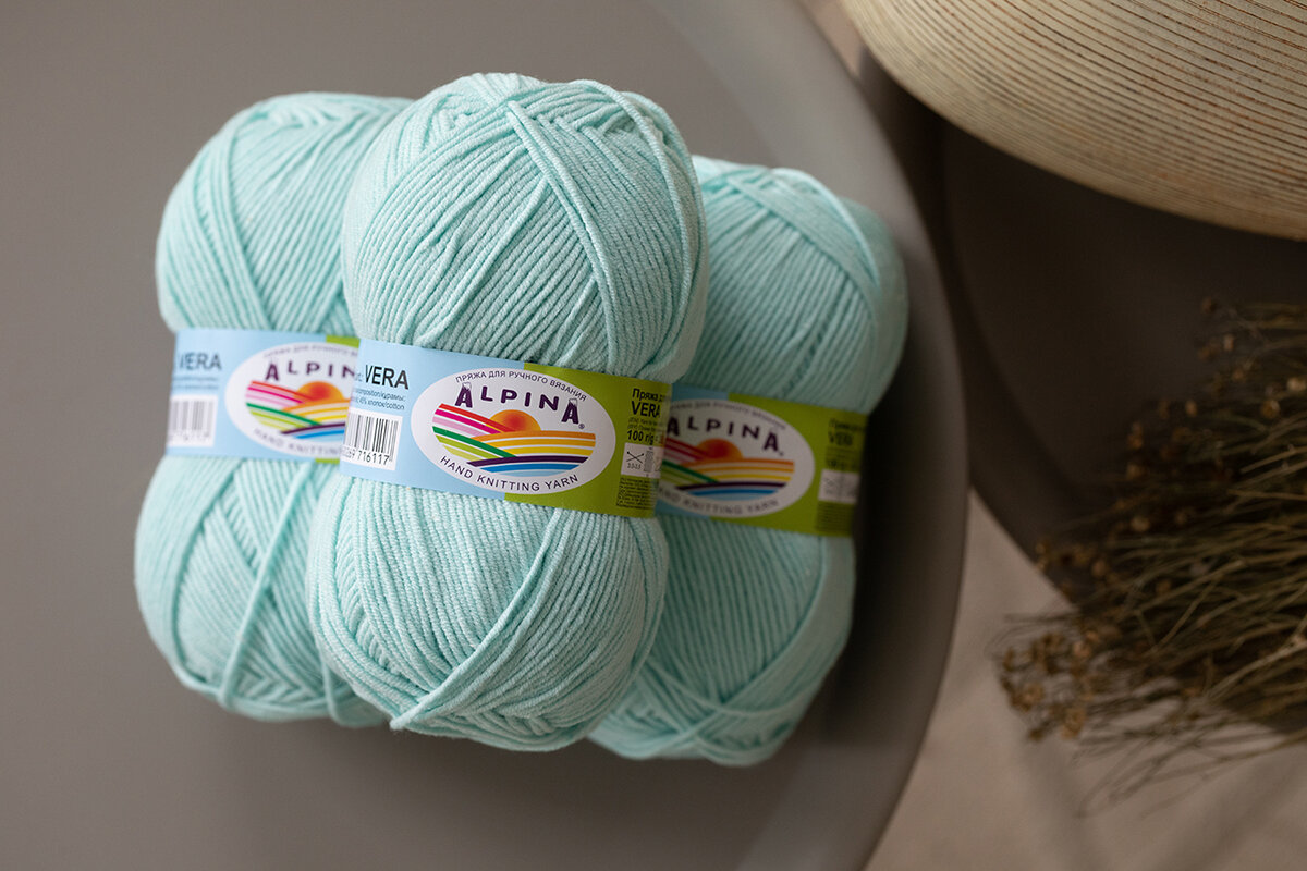 ALPINA VERA пряжа 55% акрил 45% хлопок 100 г 280 м для вязания одежды и аксессуаров цвет №19 синий (1шт)