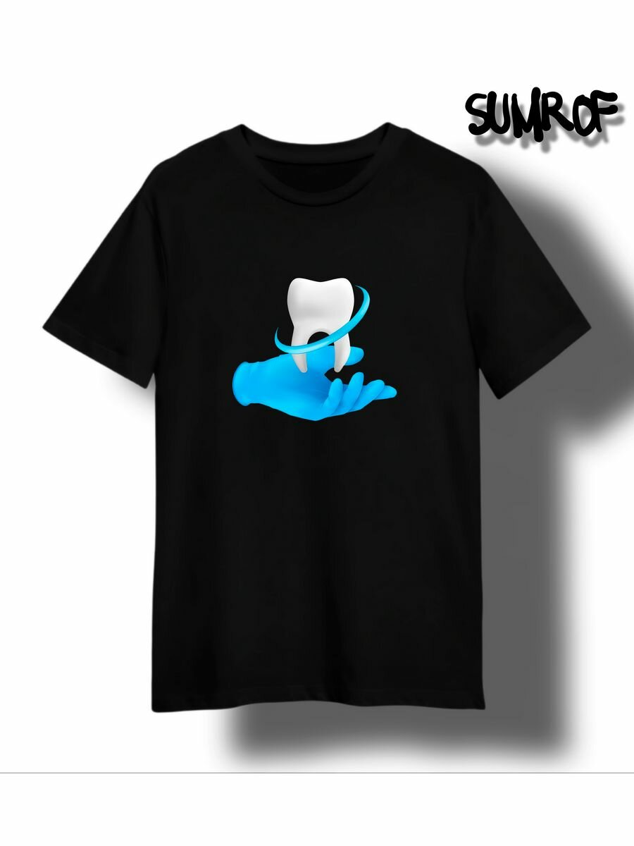 Футболка зуб в руке