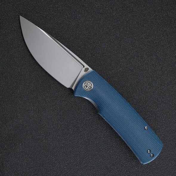 Нож складной Petrified Fish PFP01, синий, сталь К110, фронт-флиппер на подшипнике