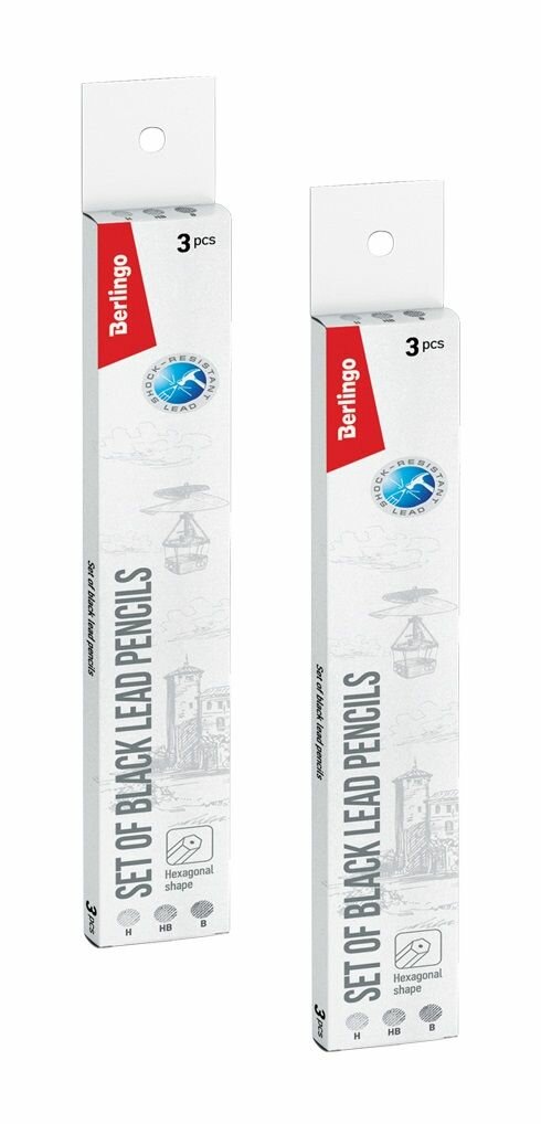 Набор из 6 шт. - карандаши ч/г Berlingo, H, HB, B, заточен, картон. упаковка, европодвес