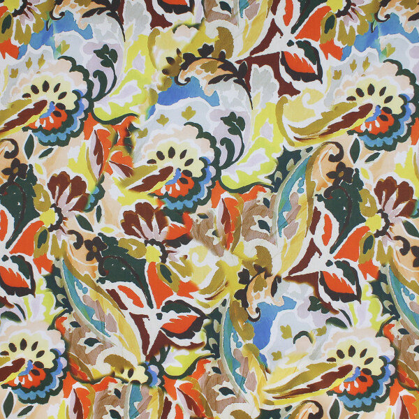 Ткань Ткани-100, 1м х 1.4м, хлопок, жёлто-красная, гладкая, матовая, 90г/м2