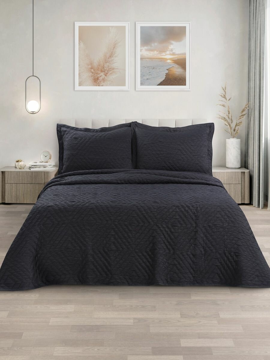 Покрывало на кровать, диван Евро 240х260 с наволочками 50х70, полиэстер