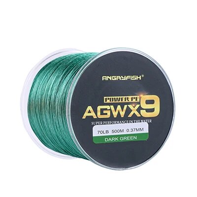 Angryfish плетенная рыболовная леска 9 нитей 500м 0.12mm-18LB, Green