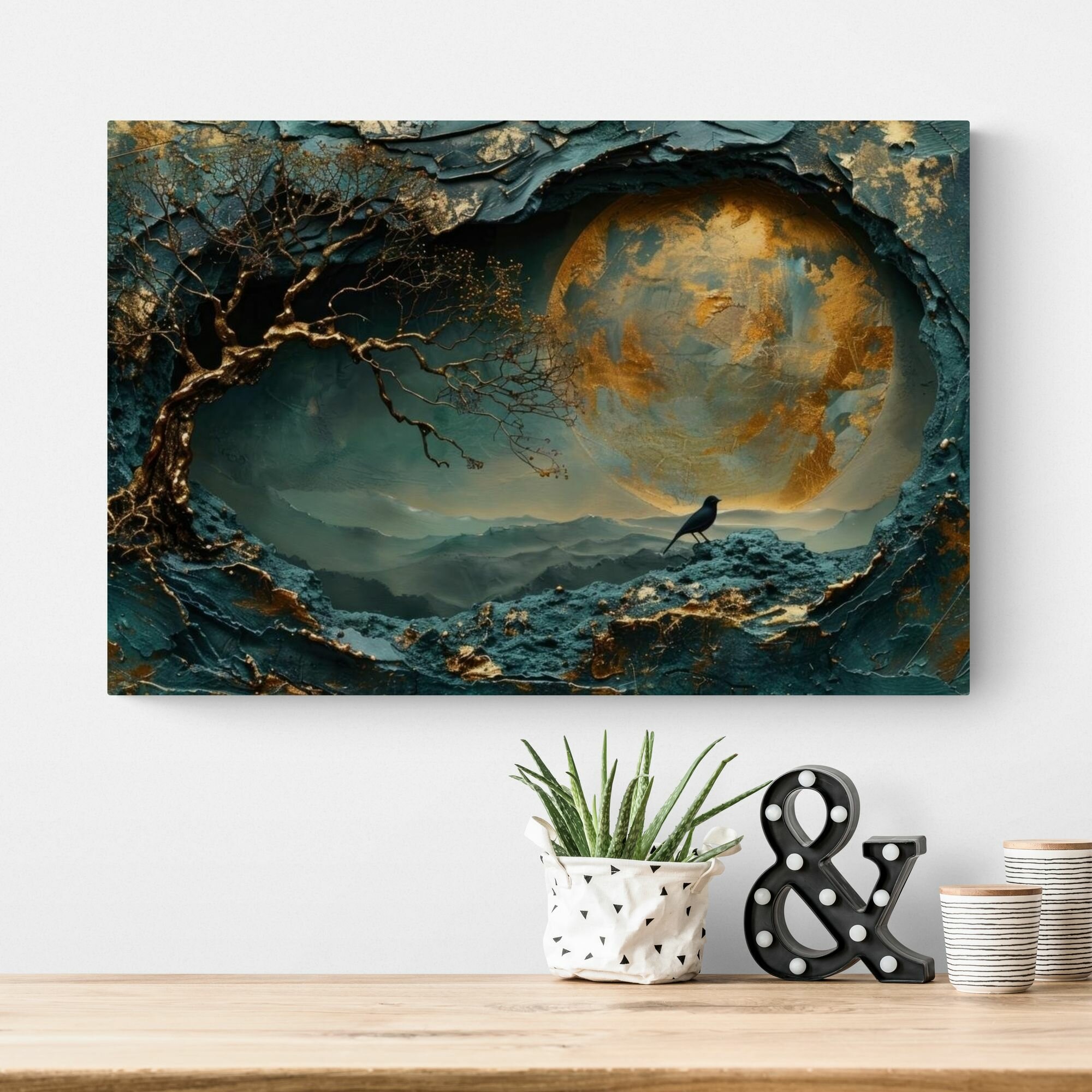 Картина для интерьера на холсте "Другой мир в стене" 60х100 см