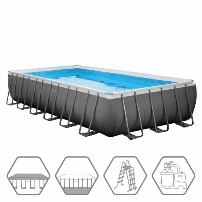 Каркасный бассейн Ultra XTR Frame 732х366х132см, 31805л, песч. фил. нас. 7900л. ч, лестн, тент, подст, Intex, 26364