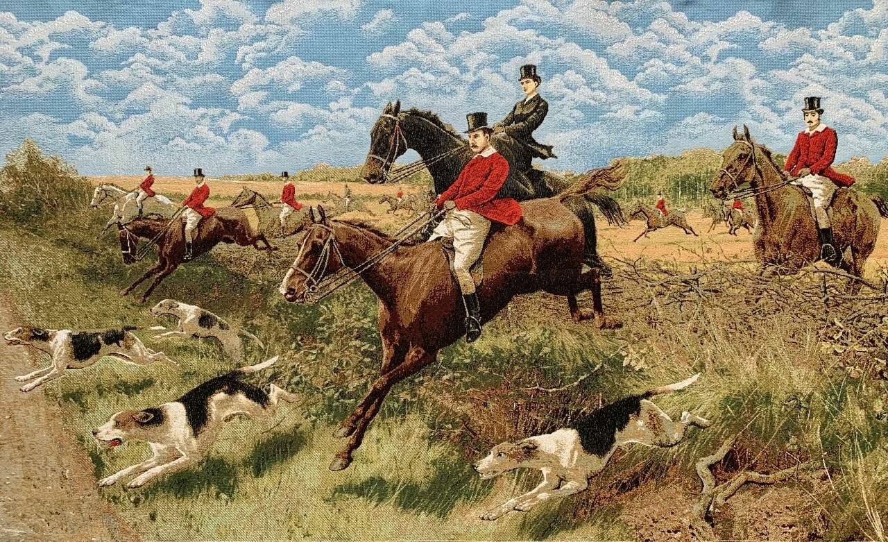 Гобелен, гобелен без рамы 125х70 см / "Английская охота"