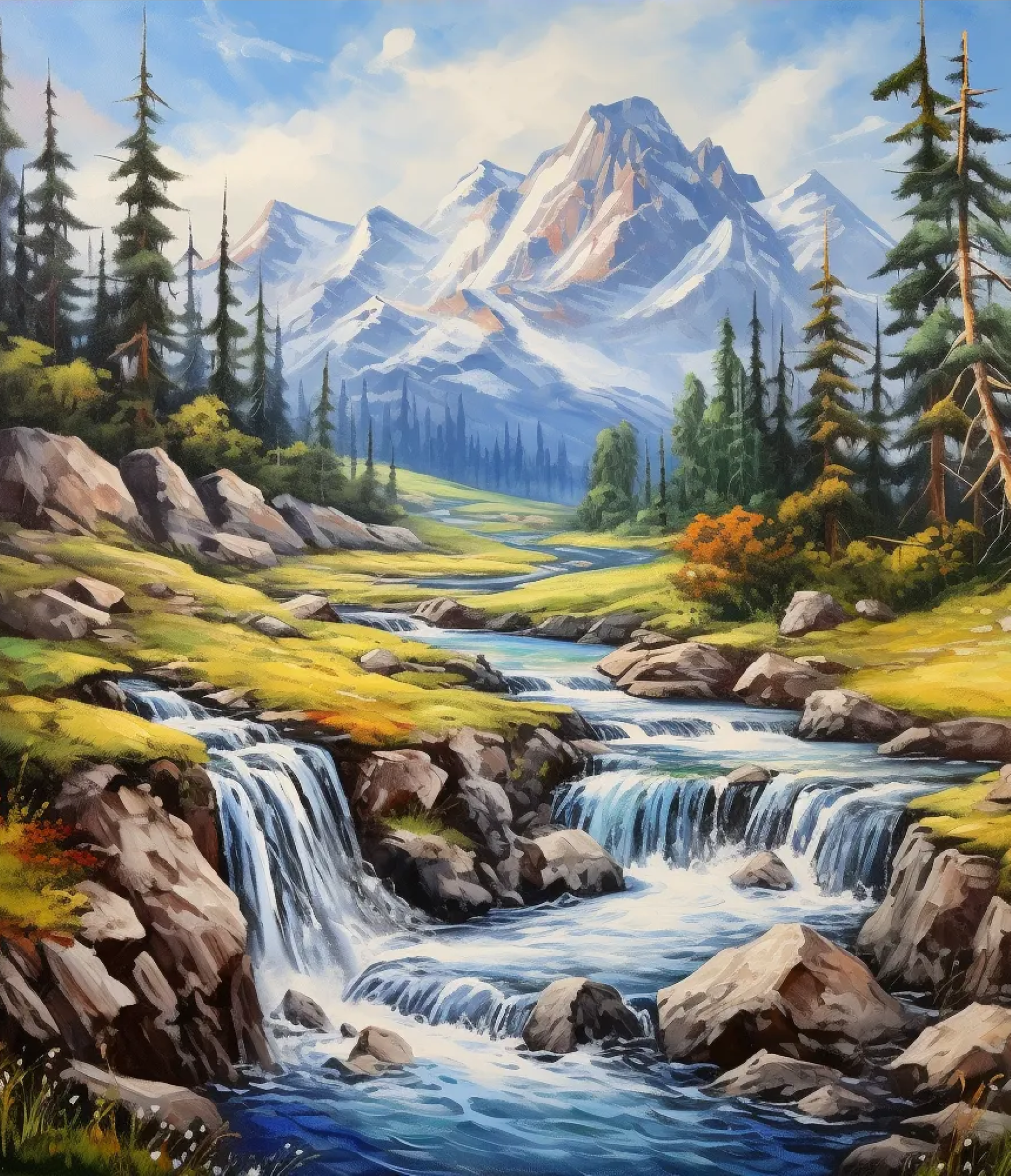 Картина по номерам "Горная река" 40х50 см, хлопковый холст на подрамнике, акрил, Hobby Home