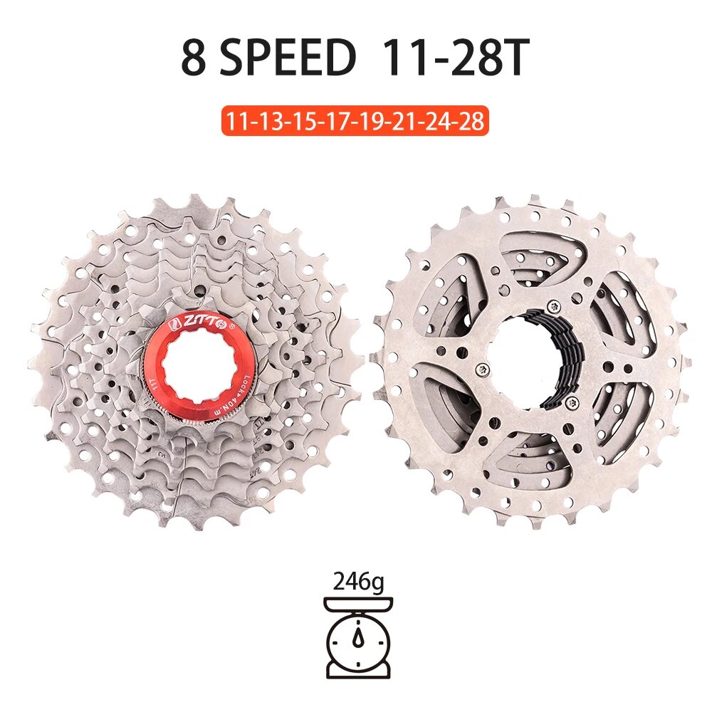 ZTTO Кассета для шоссейного велосипеда, стальная, 8/9/10/11/12 скоростей, 11-36T 8S 11-28T