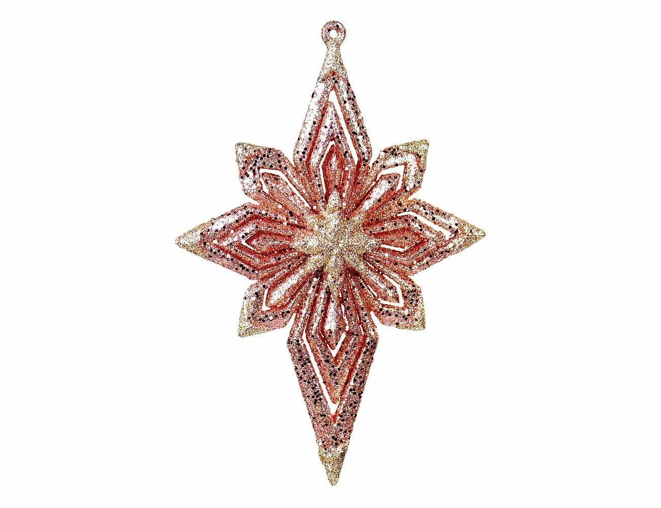 Ёлочное украшение звезда 'мечты О прекрасном', пластик, розовый глиттер, 12 см, Kurts Adler ZCI2290-1