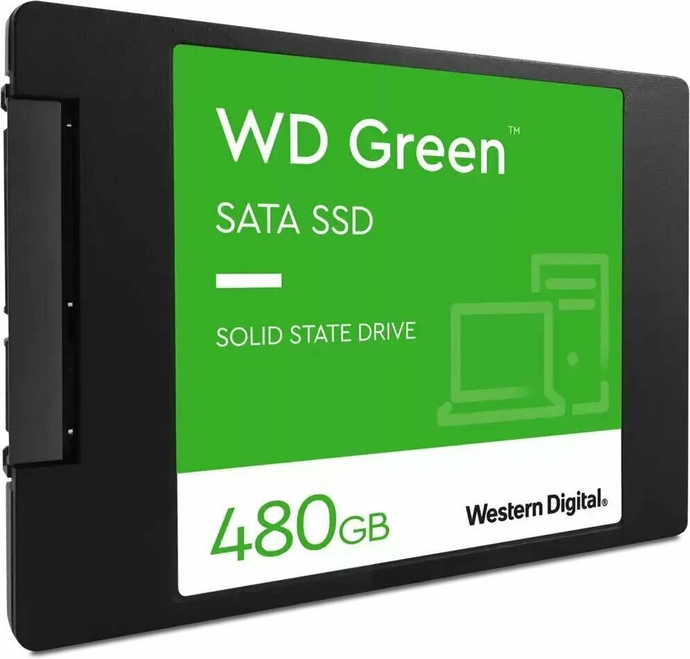 Твердотельный SATA-накопитель 480Гб WD Green, 2,5 дюйма (в корпусе), арт. WDS480G3G0A