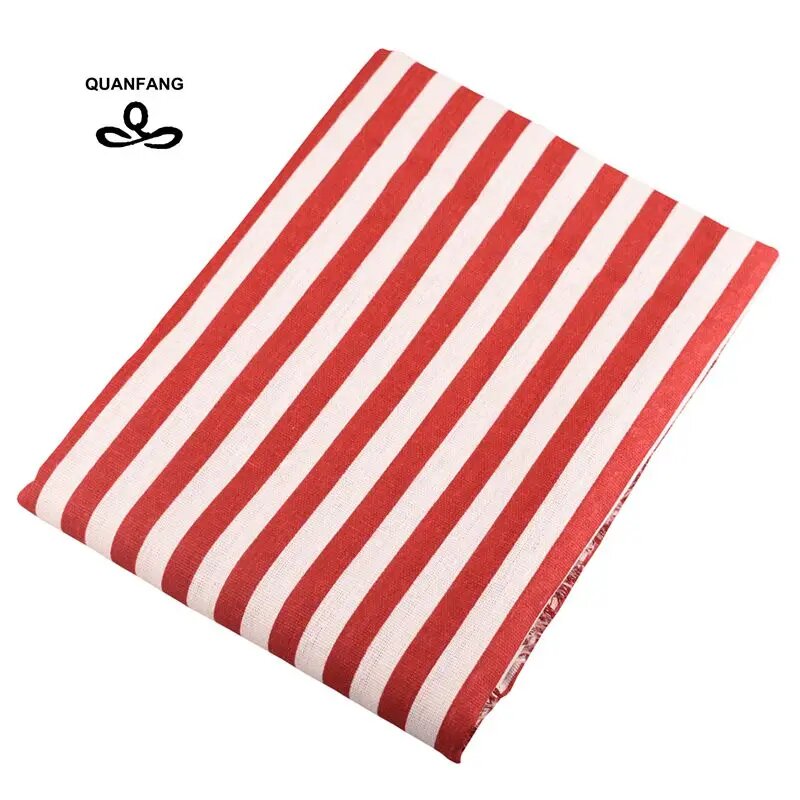 QUANFANG Полосатая ткань хлопок лен 50x150 см