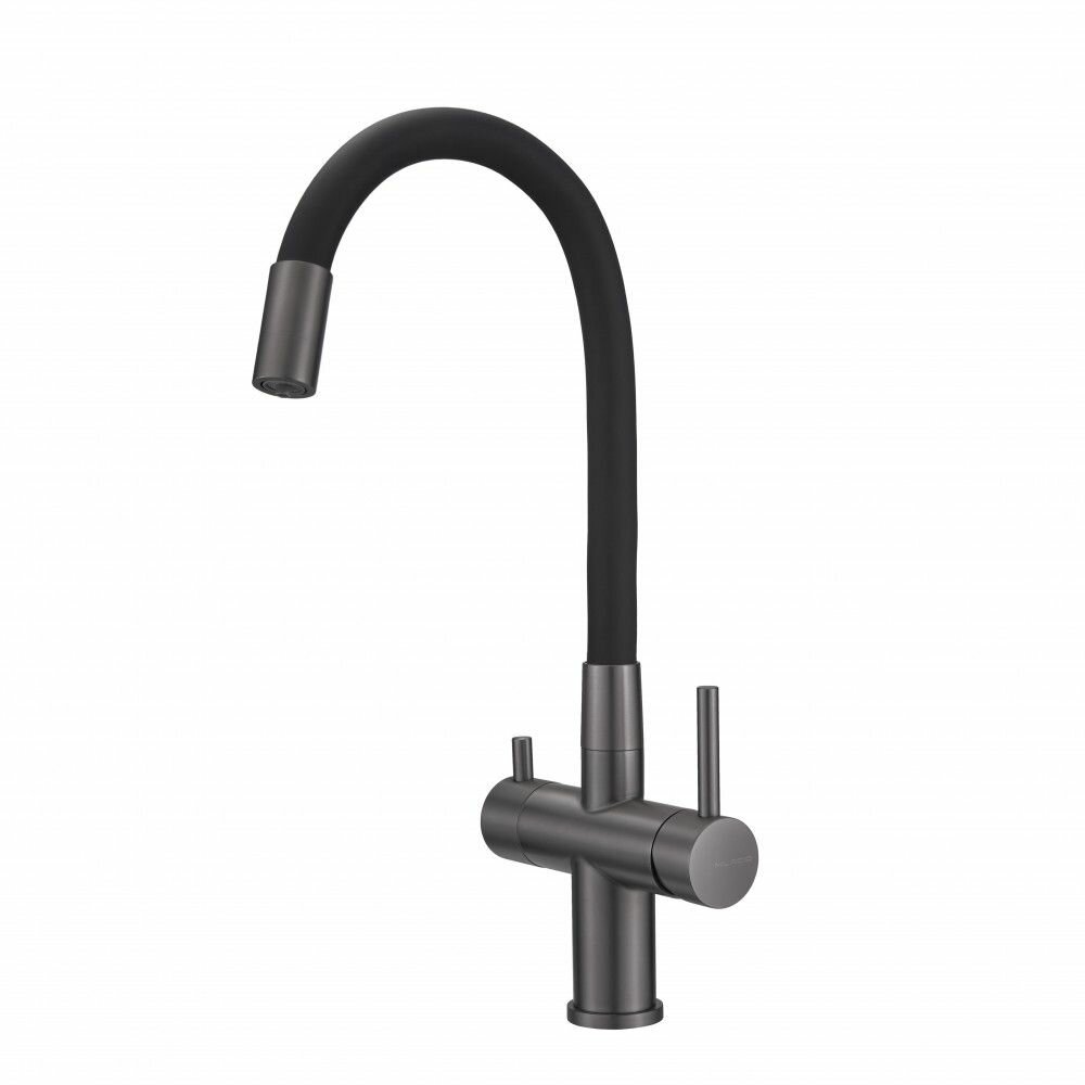 Смеситель для кухни с фильтром Milacio Ultra 560 (MCU.560. GM) вороненая сталь