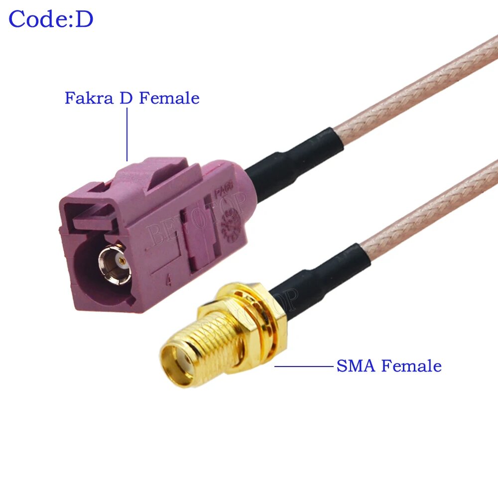 Кабель Fakra D Female - SMA Female RG316 10см, 3M