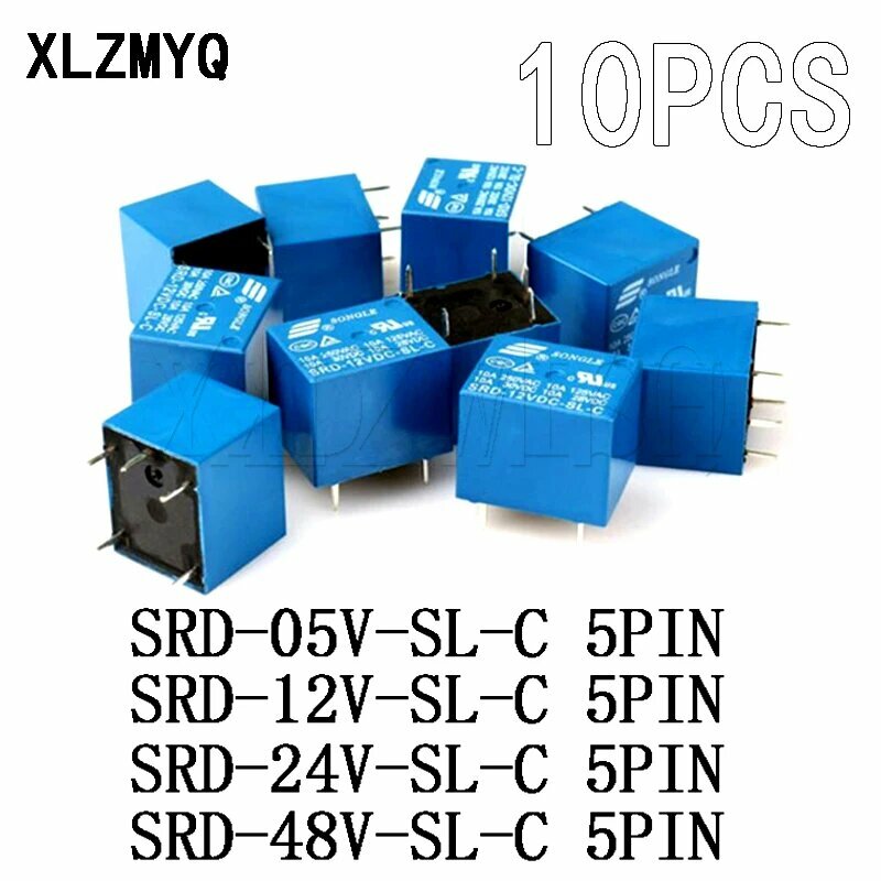 Силовые реле SRD DC 5В 12В 24В 48В 10 шт SRD-12VDC-SL-C 5pin