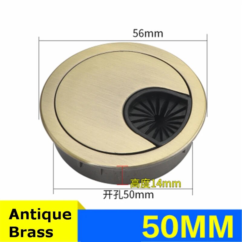 Крышка для кабеля Wonzeal, цинковый сплав, диаметр 50/53/60/80 мм Antique Brass 50mm