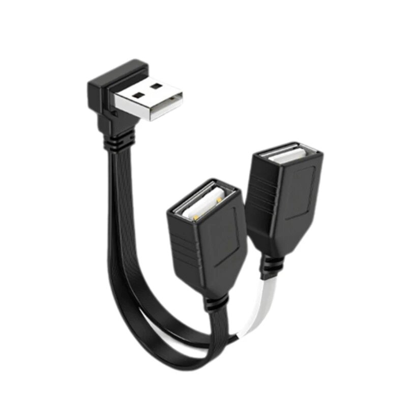 USB разветвитель 1 male to 2 female 90 градусов 20cm, Bend down