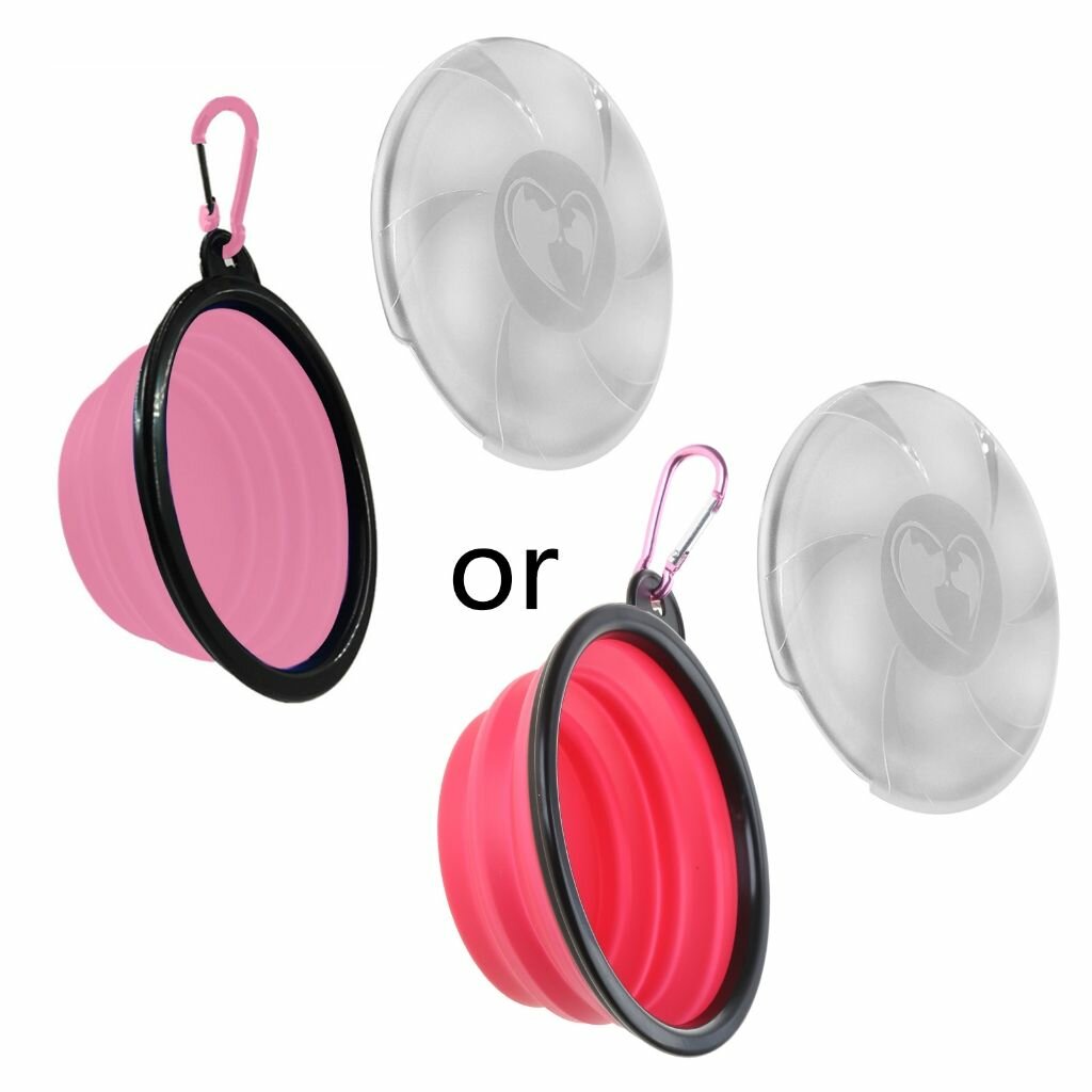 Складная дорожная миска для животных 450 мл черная рамка с крышкой с пряжкой