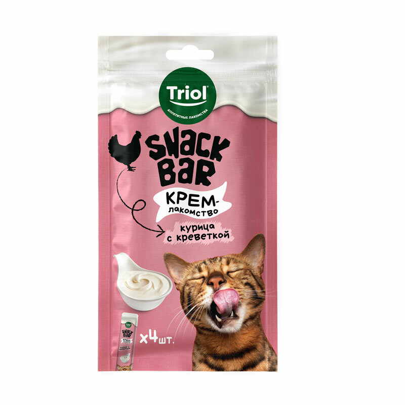 Triol Лакомство для кошек "Крем из курицы с креветкой", серия SNACK BAR, 40г 0.04 кг
