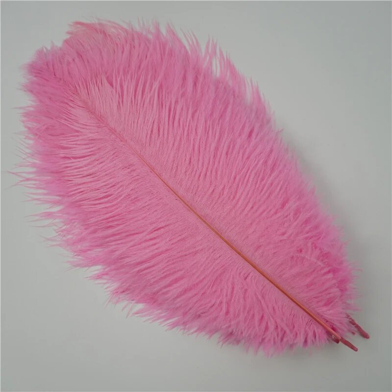Красочные страусиные перья для рукоделия FlyReal Розовый, 35-40cm 14-16inch, Pink