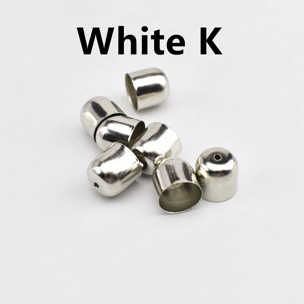 Металлические торцевые наконечники с кисточками 4-12 мм Белый, 5x6mm 50pcs, White K