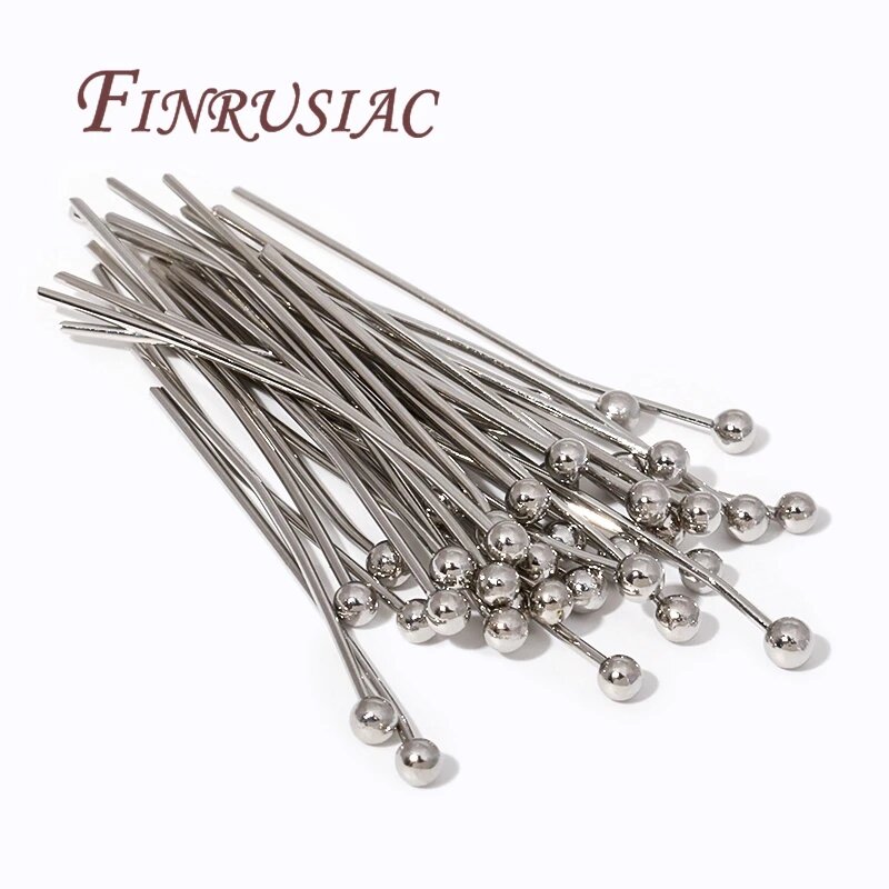 Золотые булавки с шариком FINRUSIAC 50 шт. 0.6mmX30mm-50pcs, Rhodium Plated