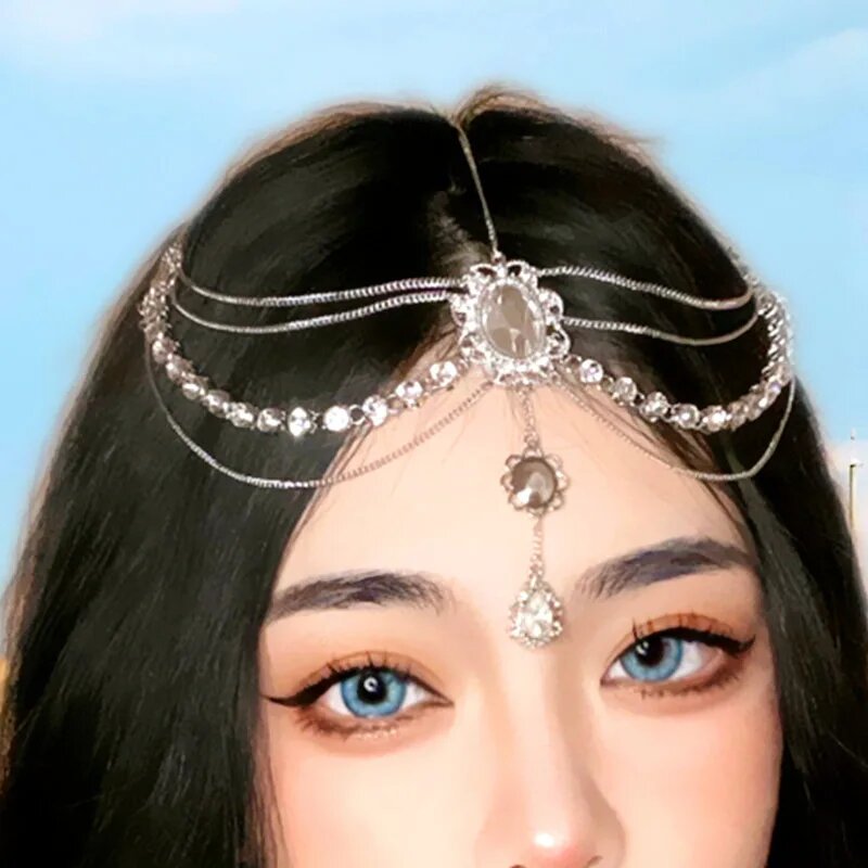 Женская винтажная тиара с бахромой из горного хрусталя type F silver color