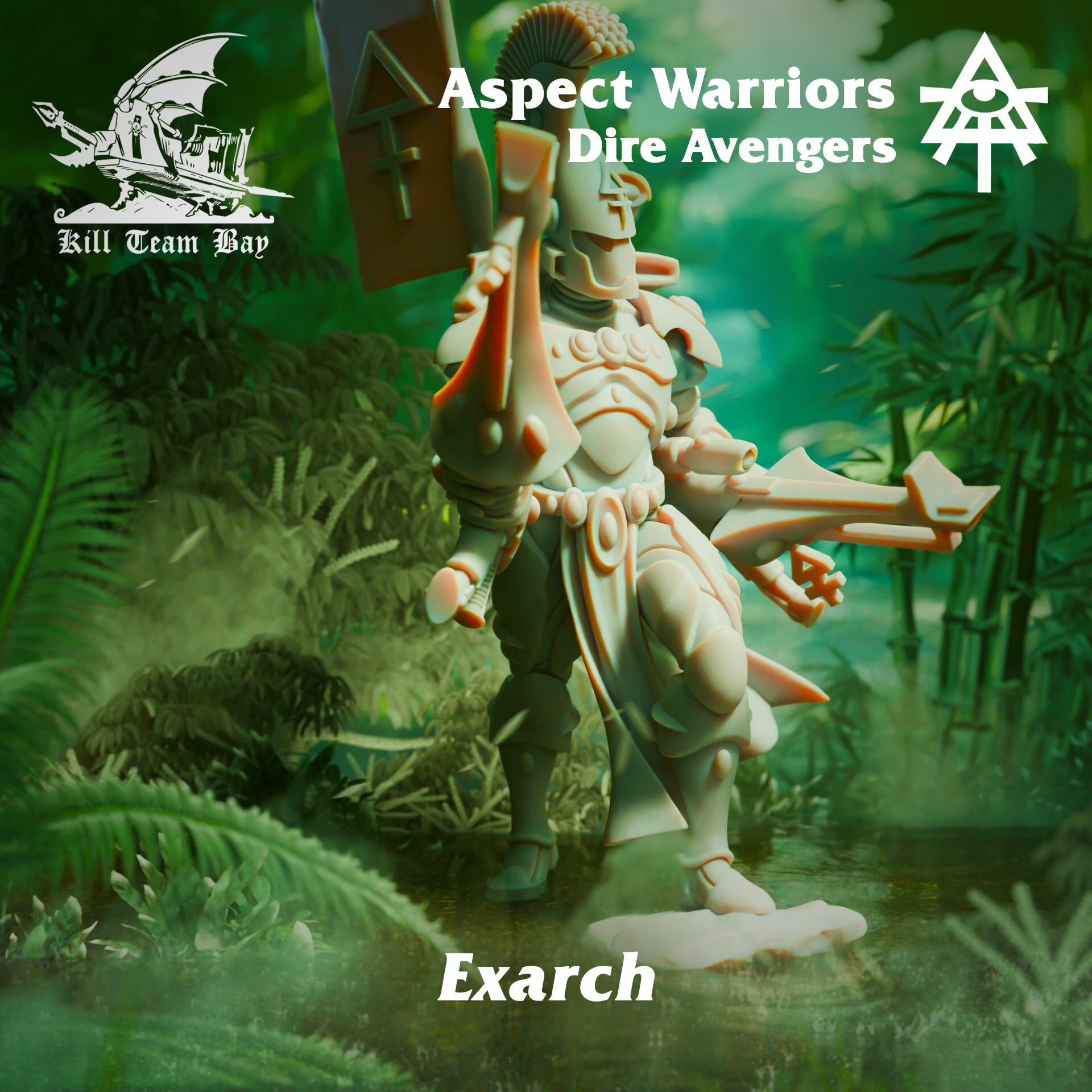 Миниатюры Warhammer 40000 Эльдары Клинки Кхейна Dire Avengers 8шт.