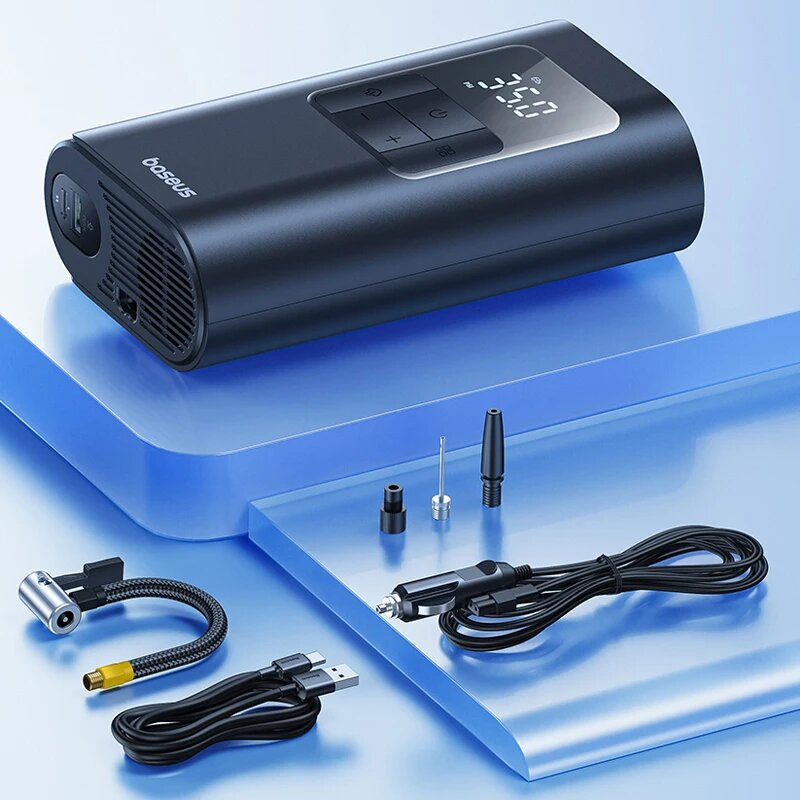 Baseus 2 в 1 автомобильный воздушный насос проводной/беспроводной автомобильный воздушный компрессор съемный фонарик 6000 мАч портативный насос для накачивания шин для автомобиля