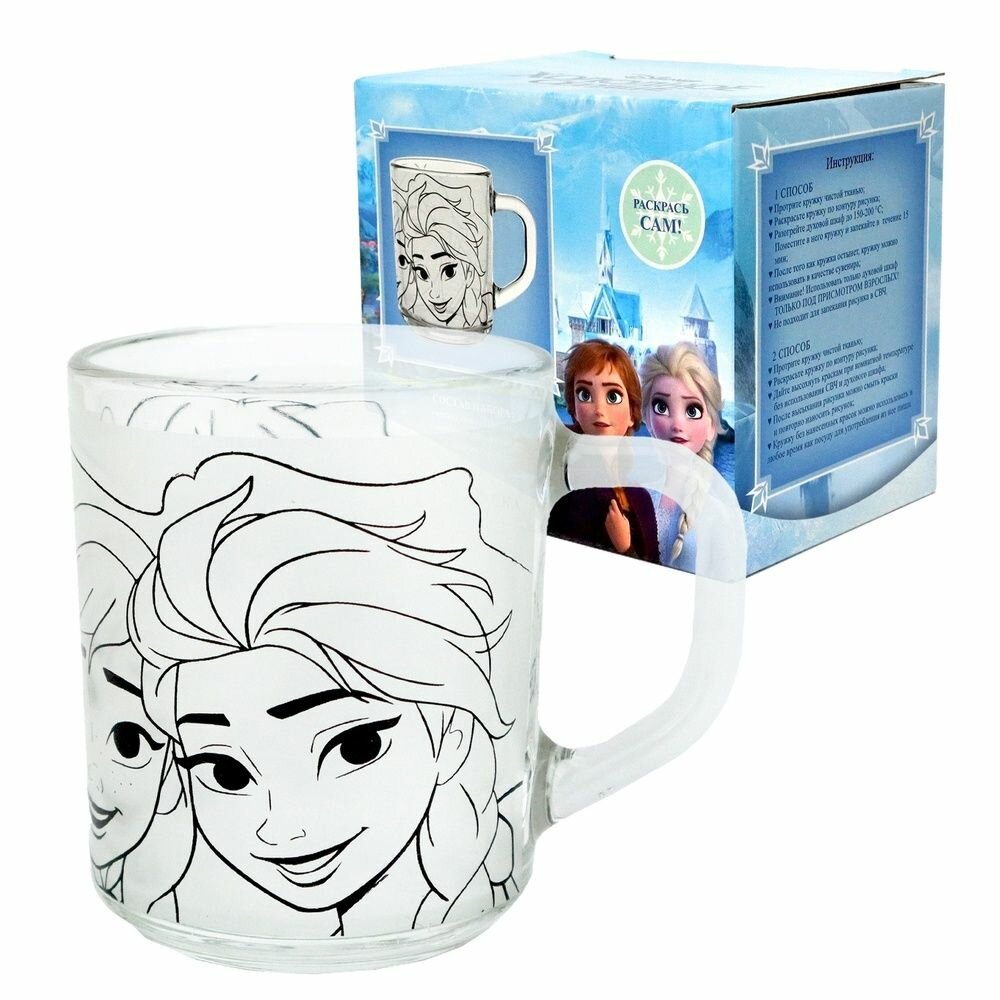Кружка для росписи ND Play "Холодное сердце 2", Хорошие друзья, в наборе с красками и кисточкой, 230 мл, стекло (303446)