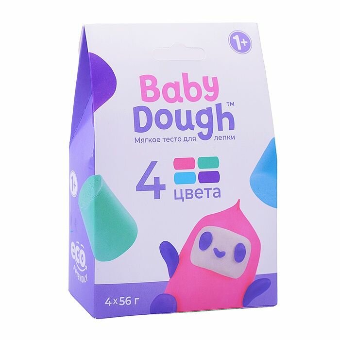 Тесто для лепки BabyDough в коробке, 4 цвета, №1, от 1 года