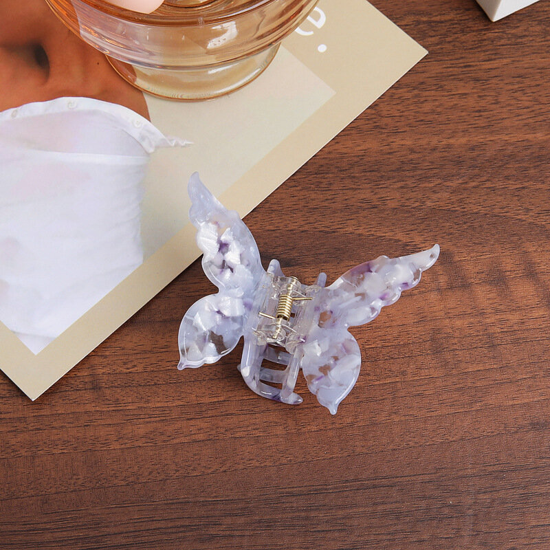 Заколка-бабочка "Акула", фиолетовая, ацетатная, для девочек