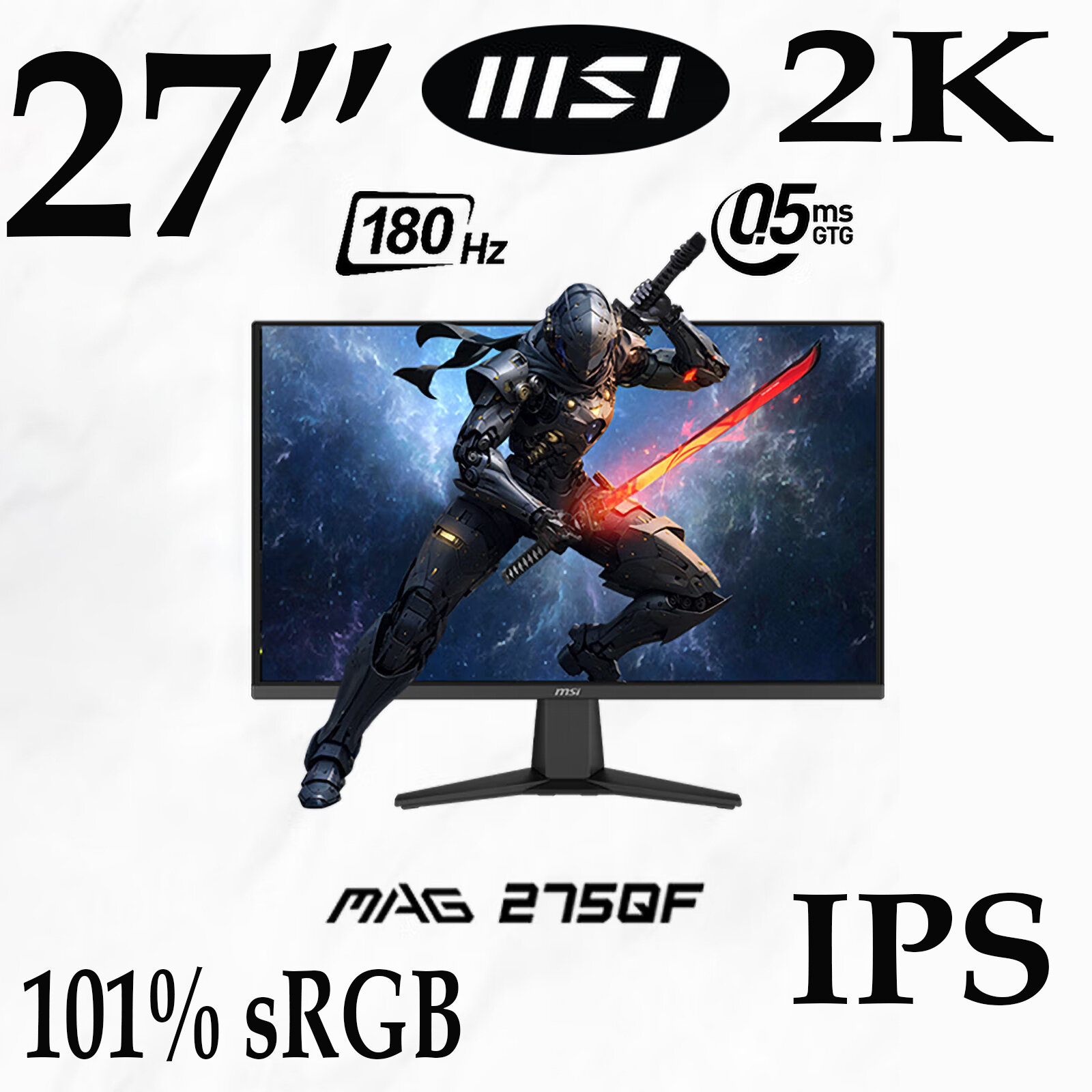 Монитор 27" MSI 3CE2, IPS, 2K, 180Hz, 0.5 ms, 10Bit, 2 HDMI + DP