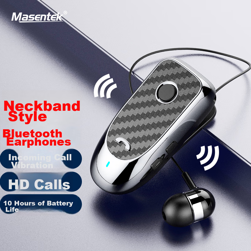 Masentek L2 Wireless Clip-On Bluetooth Headset with Microphone, Single Ear In-Ear Ultra-Long Battery Life for Calls, Sports, Driving, Business, Compatible with Huawei, Xiaomi And Other Phones And Computers