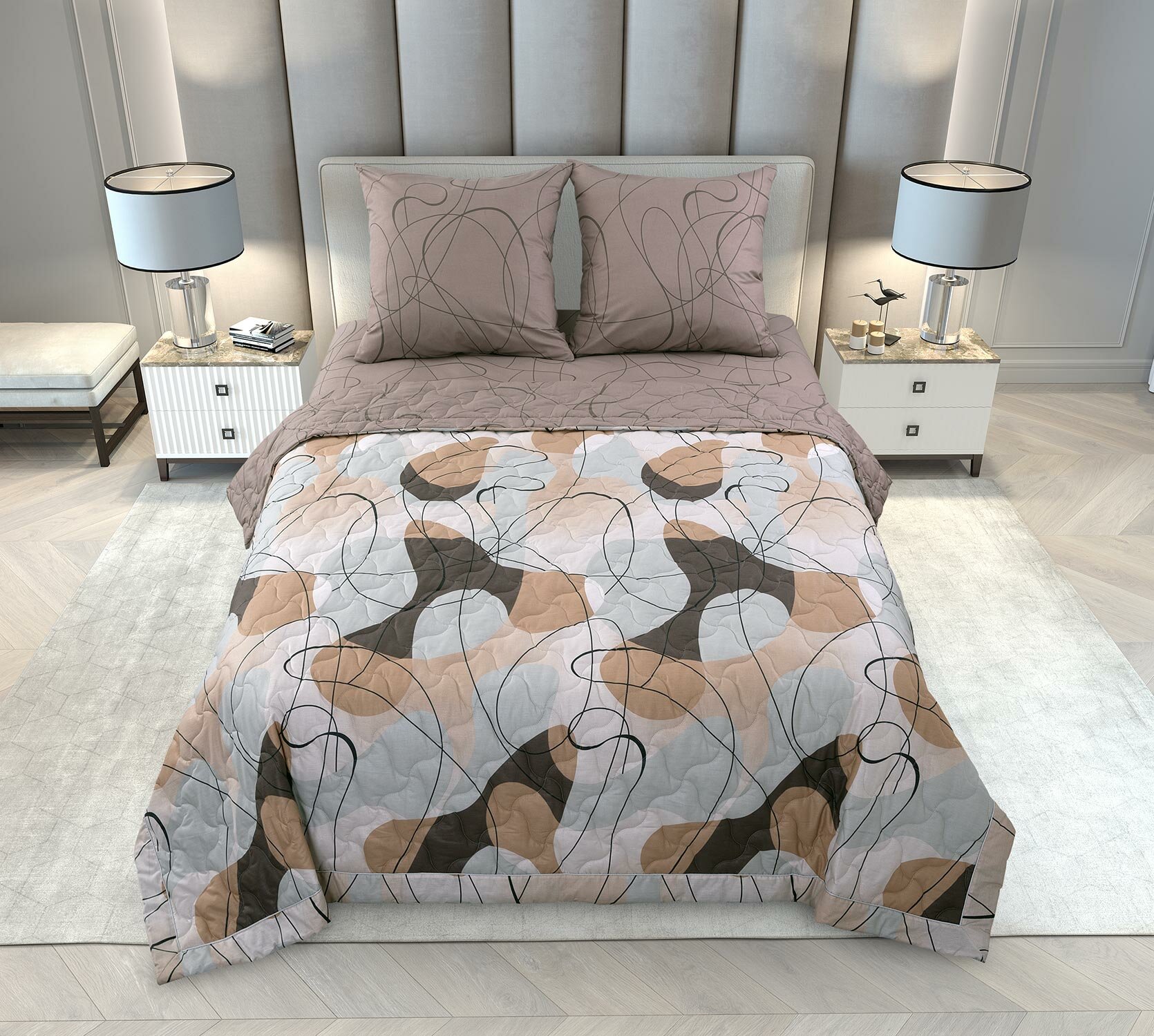 Постельное белье 2-сп с европрост. с Одеялом (комплект) Перкаль 70х70 "Альфредо"